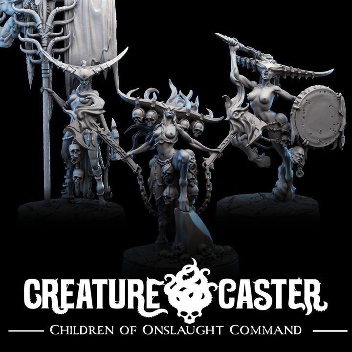 3D Printable Children of Onslaught Command Group (Set 1) by Creature Caster